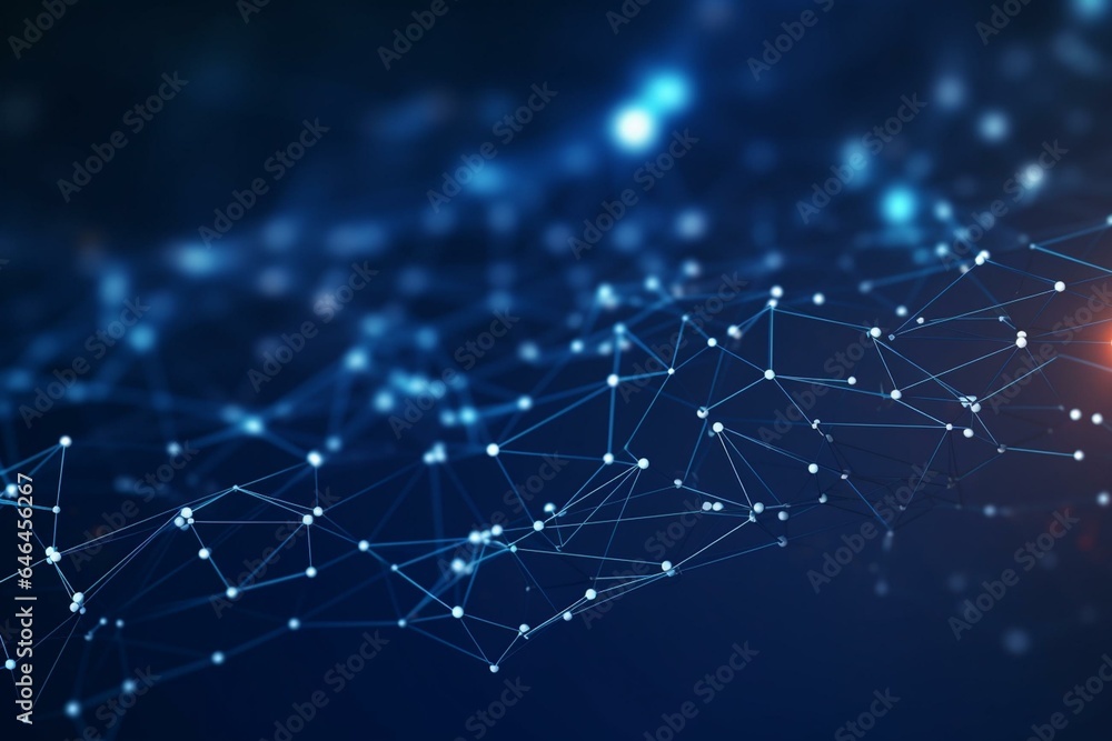 Abstract animation with dots and lines on blue background representing ...