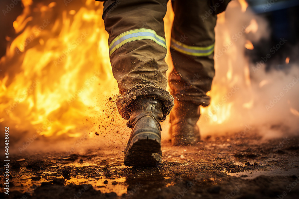 Image generative AI photo of a male professional firefighter in dirty ...