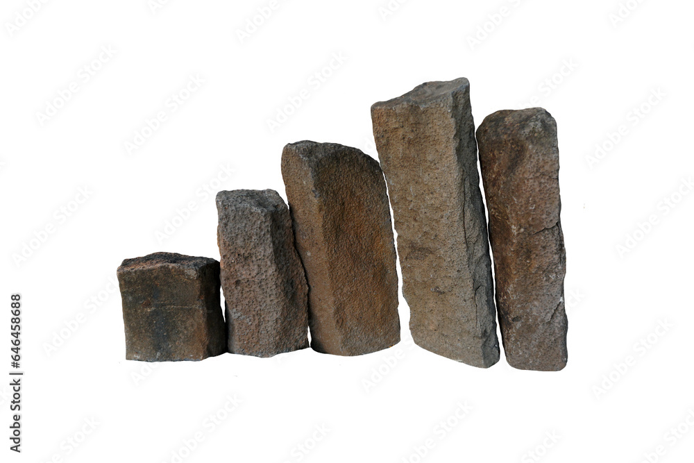 Columnar basalt rock stones isolated on white background. Stone for ...