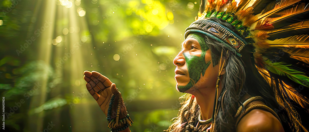 A Shaman traditional healer preparing for an ayahuasca ceremony in the ...