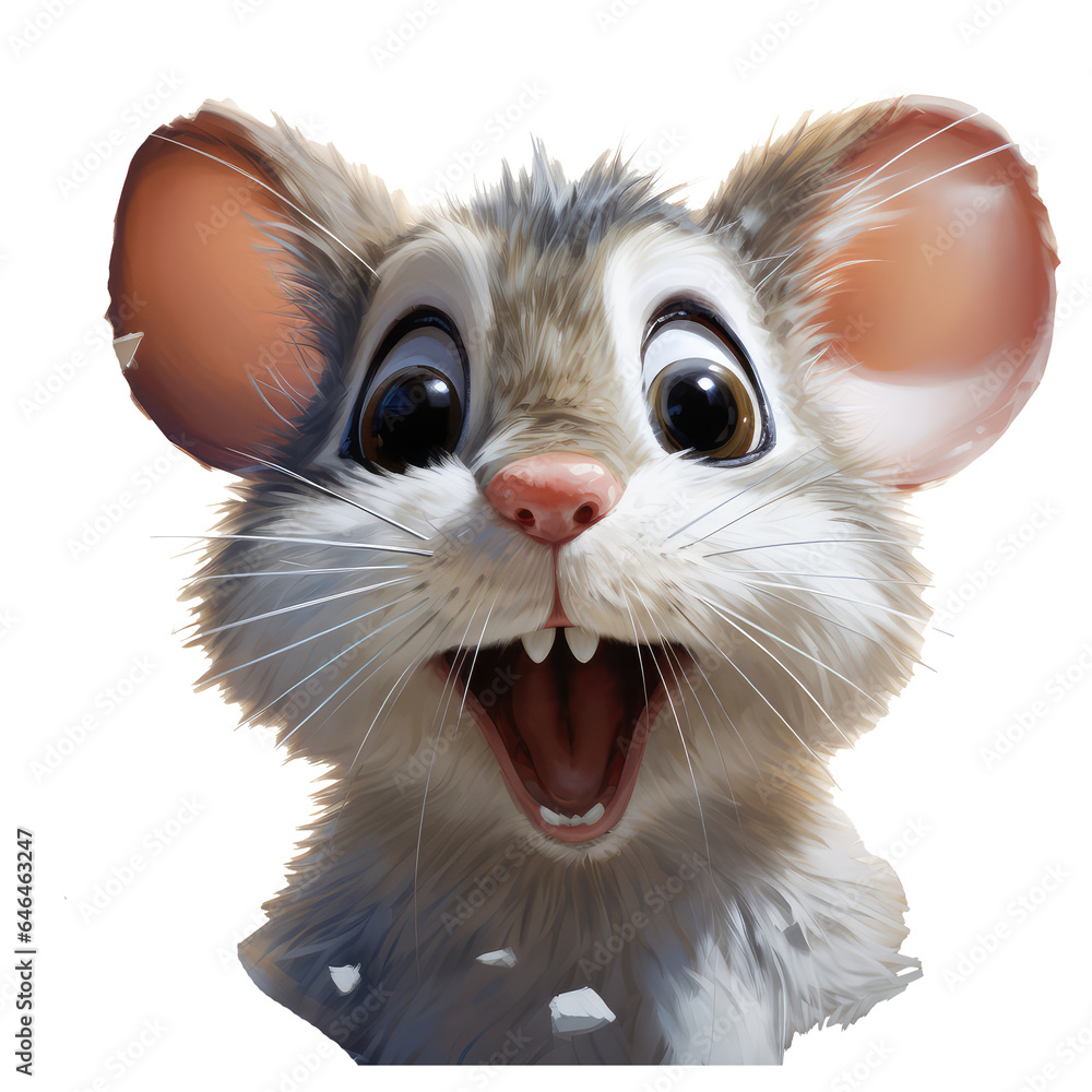 mouse looks surprised with big eyes isolated on transparent backgrounds ...