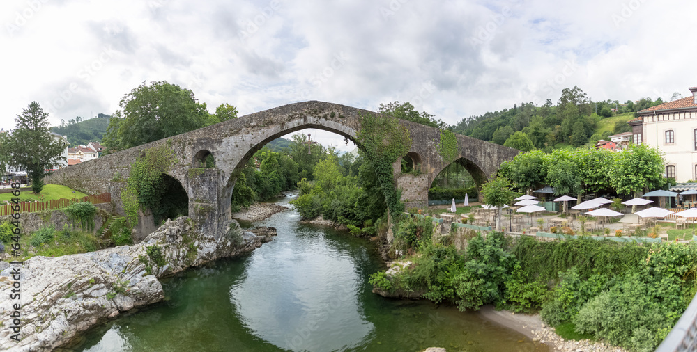 Panoramic view at the Roman bridge over Sella river, an iconic bridge ...