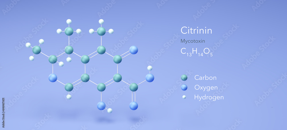citrinin molecule, molecular structures, mycotoxin, 3d model ...