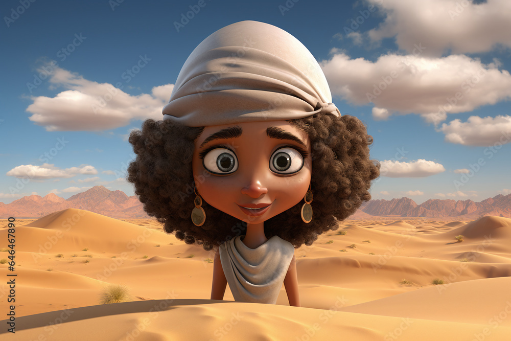 Portrait d'une jeune fille d'Arabie Saoudite style cartoon caricature ...