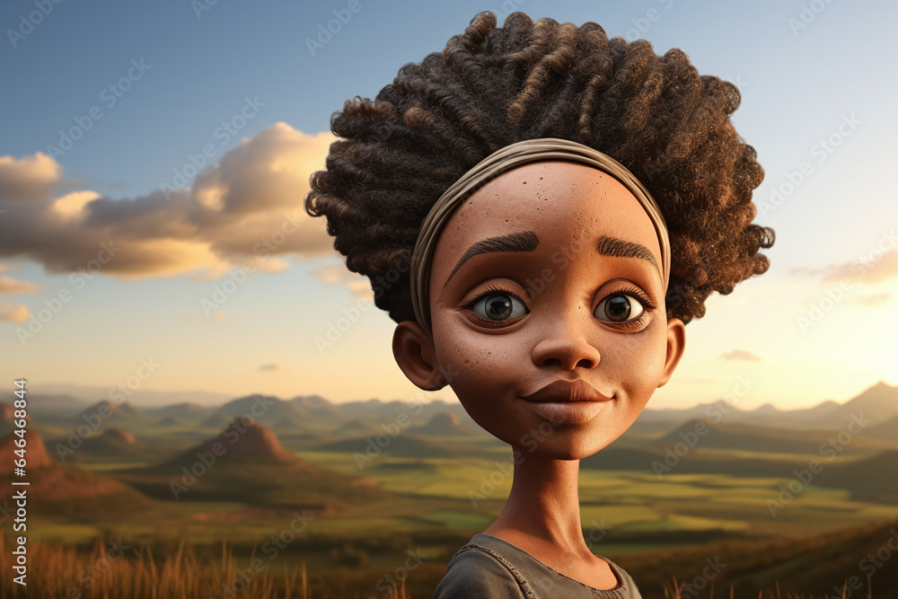 Jeune fille de Madagascar style cartoon caricature (Afrique) » IA ...