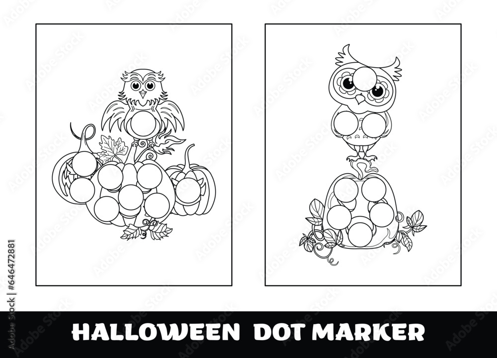 Halloween Owl dot marker coloring page for kids. Halloween education ...