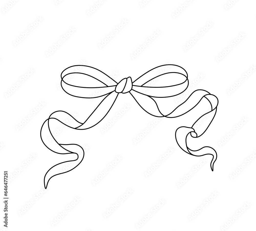 Vector isolated one single simple small ribbon bow gift decoration ...