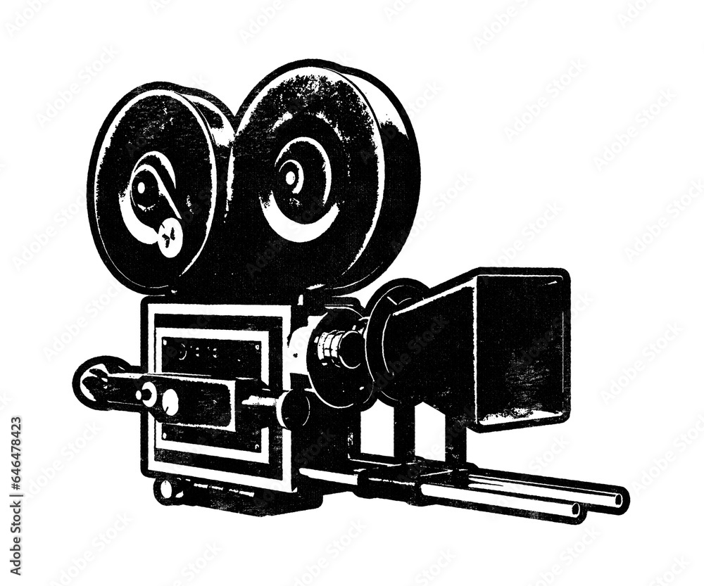 Classic vintage film camera stencil illustration stamp with distressed ...