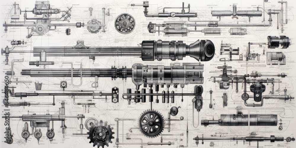 Schematic drawings of parts mechanical engineering Background ...
