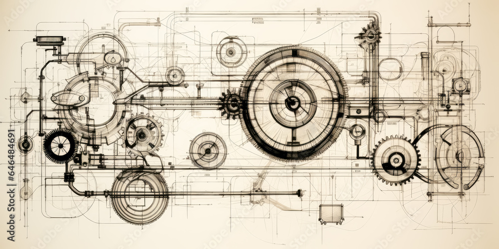 Schematic drawings of parts mechanical engineering Background ...