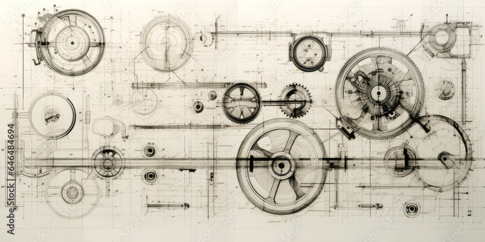 Schematic drawings of parts mechanical engineering Background ...