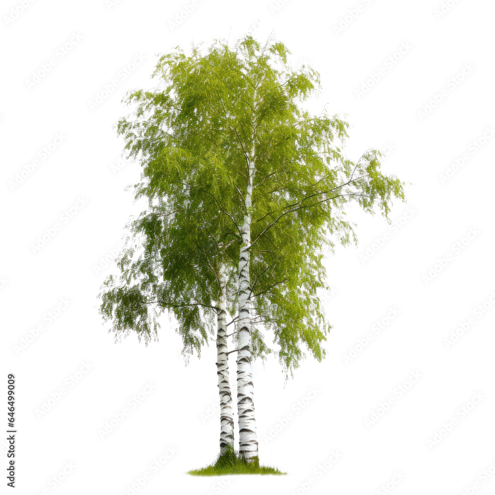 Summer green birch tree, png file of isolated cutout object on ...
