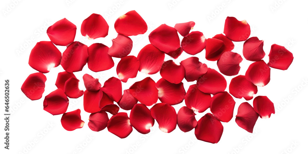 strip of scattered red rose petals, png file of isolated cutout object ...