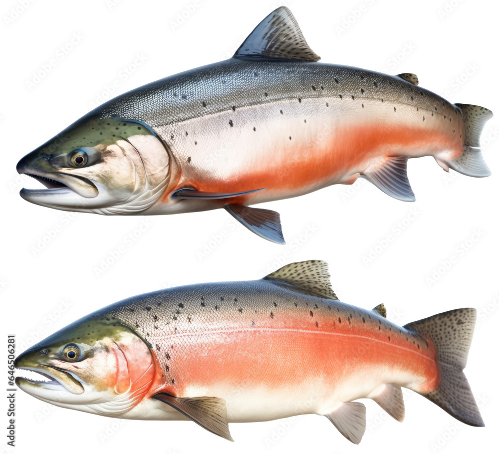 Salmon fish isolated on transparent background cutout. Stock ...
