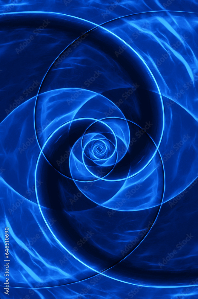 Shades Of Cobalt Blue Overlapping Nested Spiral Design In Square Format Stock Illustration
