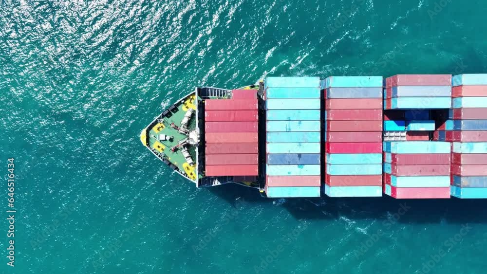 Cargo container Ship, cargo maritime ship with contrail in the ocean ...