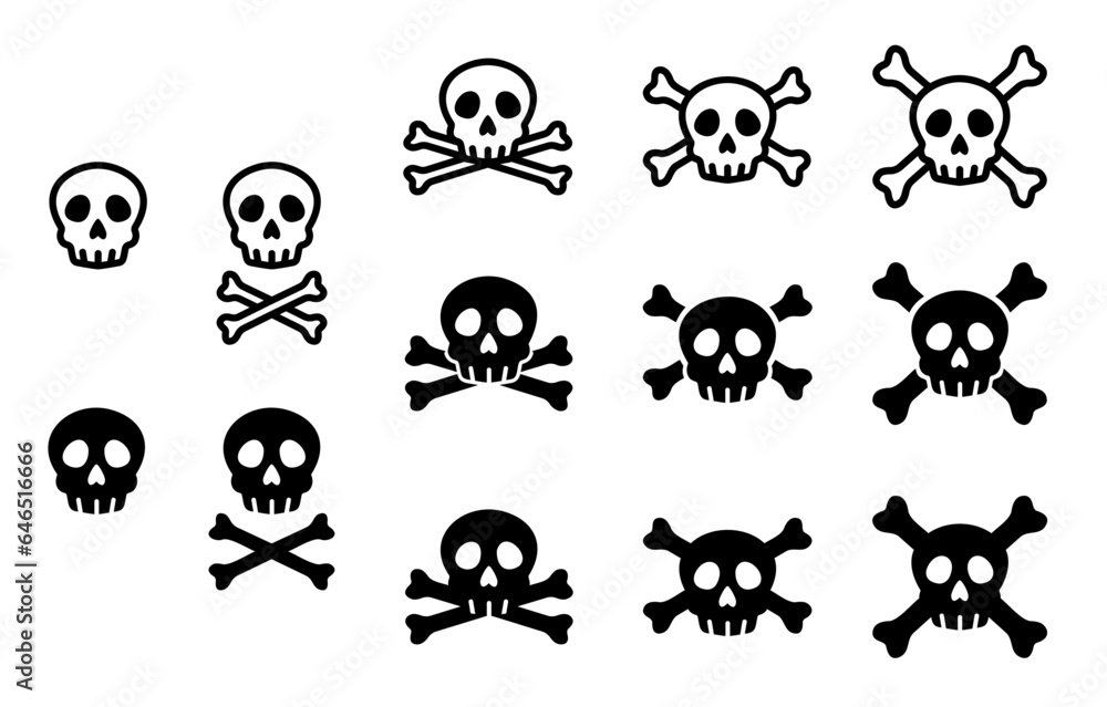 skull skelton pirate bone crossbones halloween danger warning caution ...