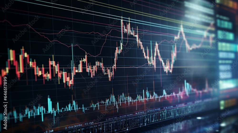 Computer-generated stock charts for digital currency and exchange that ...