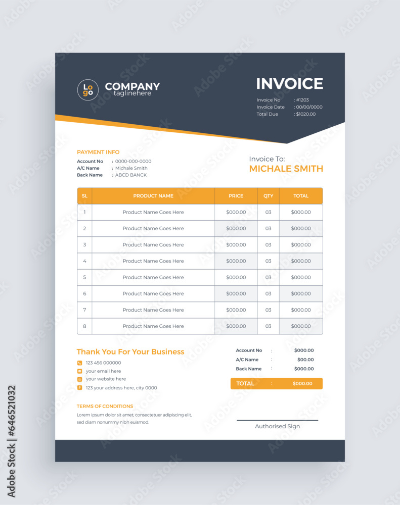 Corporate Business Invoice Template Design, Corporate Invoice Design ...