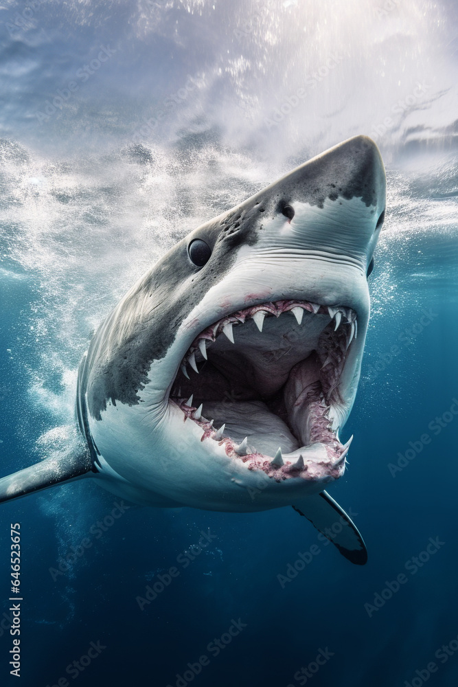 Generative AI illustration of dangerous hunting shark with my mouth ...
