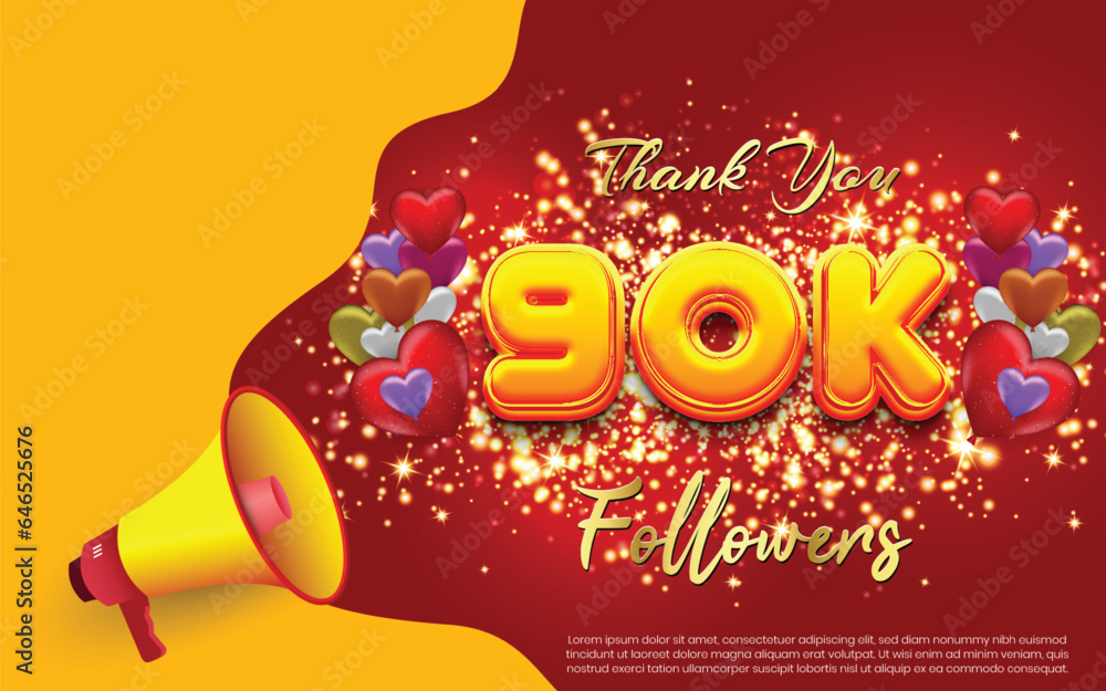 Thank you for 90k followers, 90k followers achievement vector banner ...