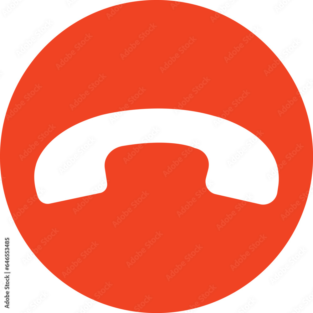 Call decline Icon. Phone call ended Symbol. No attend call red sign ...