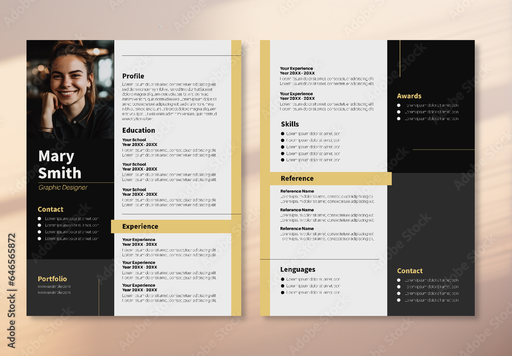 Professional Resume Layout Stock Template | Adobe Stock