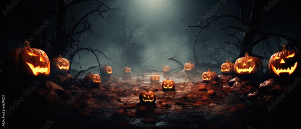 Happy Halloween holiday spooky scary background dark scene, creepy ...