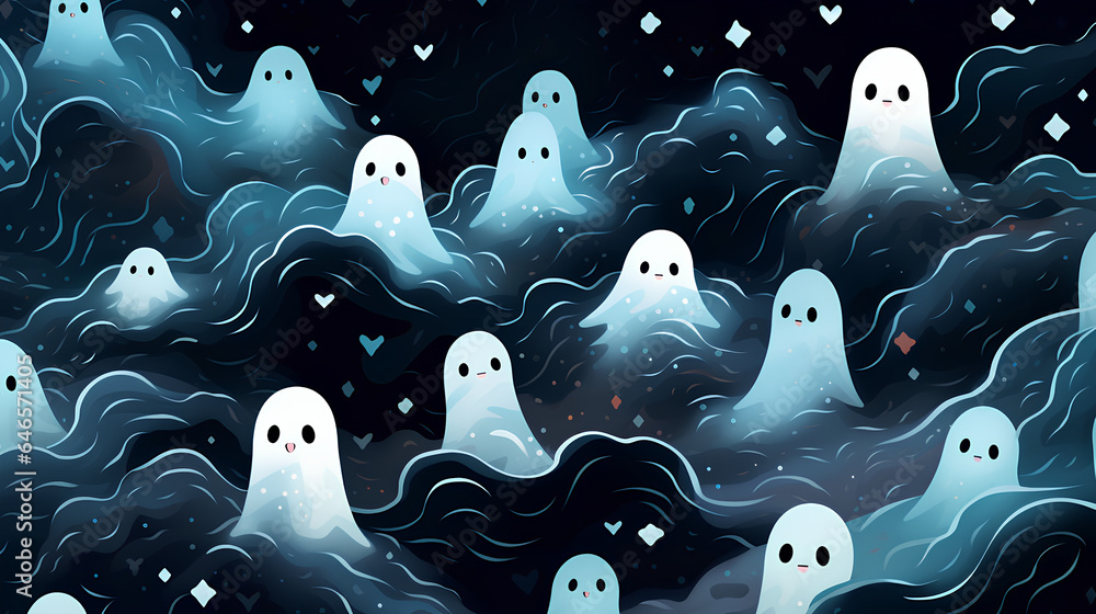 Illustrated ghost backgrounds. Backgrounds for Halloween. Illustrated ...