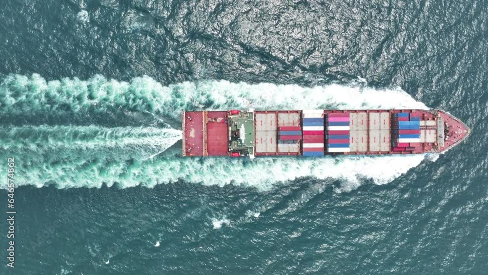 Cargo container Ship, cargo maritime ship with contrail in the ocean ...