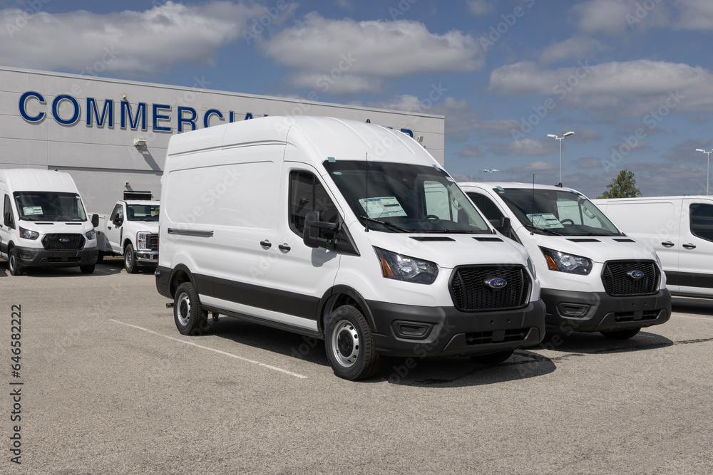 Ford Transit 350 Cargo Van display at a dealership. The Ford Transit is ...