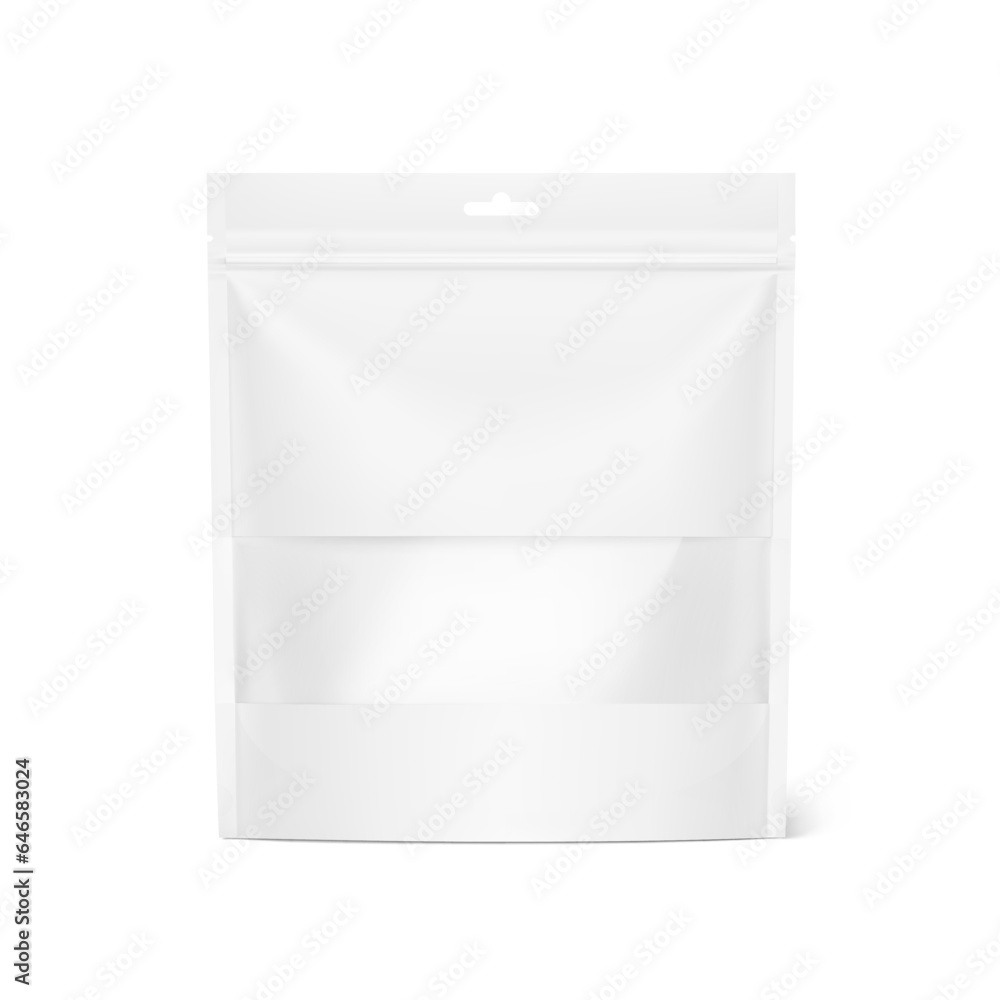 Pouch bag with transparent window mockup on white background. With the ...