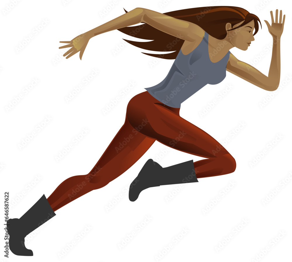 Personaje femenino corriendo - Female courageous character running pose ...