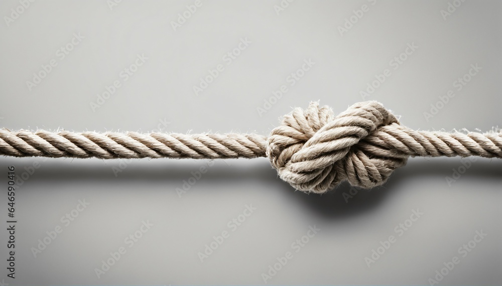 Stress concept - knot and frayed rope on the verge of breaking in the ...