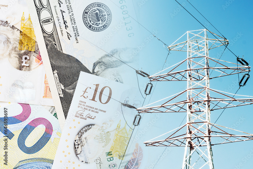 Electricity prices background. Household expenses rising. Electrical ...