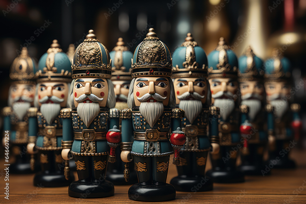 Nutcracker Fantasy. Display of elaborately dressed nutcracker figurines ...