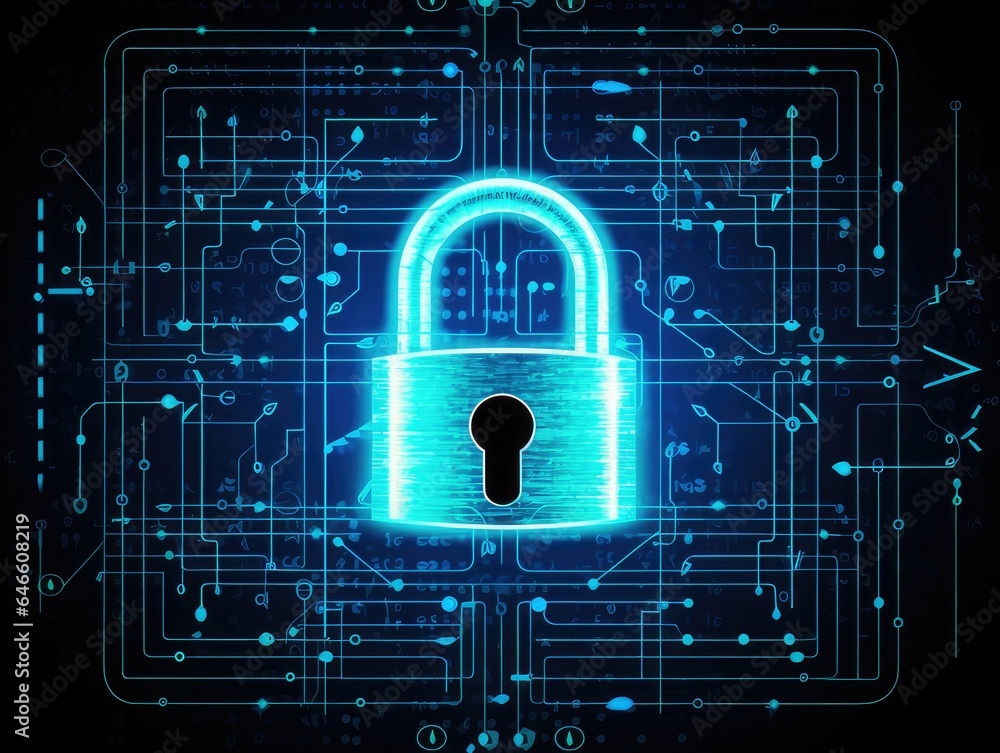 digital lock built into computer system. concept for cyber security. generative AI Stock Photo ...