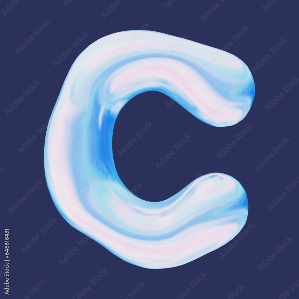Chrome font letters png isolated on blue background. Vector ...