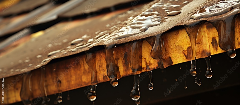 Roof leaking from rain water infiltration. Stock Photo | Adobe Stock