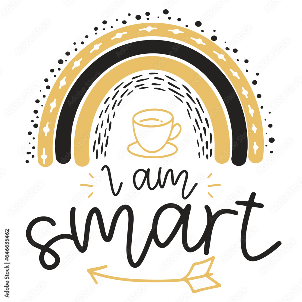 inspirational lettering quotes with a yellow boho rainbow. Modern ...