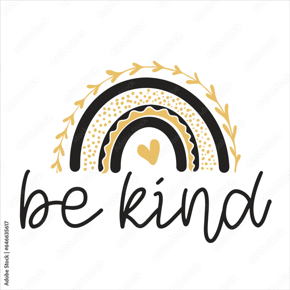 inspirational lettering quotes with a yellow boho rainbow. Modern ...