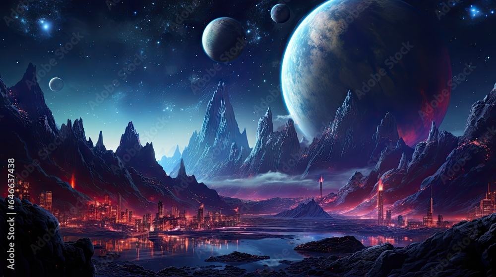 Stars, planets, fantasy landscapes of the future. Futuristic space sci ... Stars, planets, fantasy landscapes of the future. Futuristic space sci ...