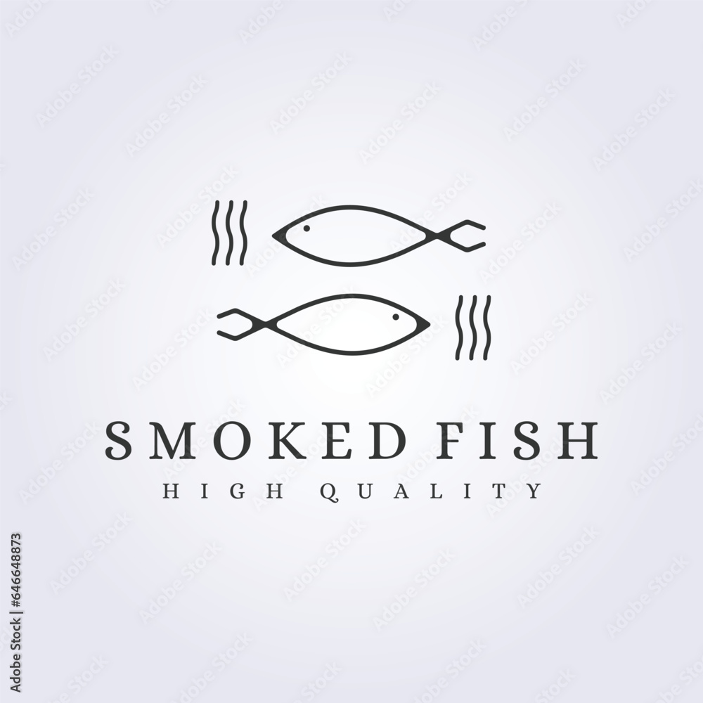 smoked fish logo simple minimalist line art icon symbol sign template ...