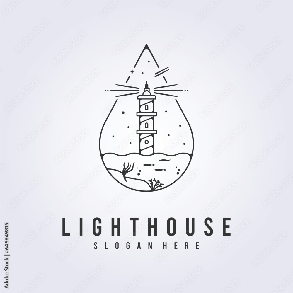 lighthouse symbol logo icon line art vector illustration template ...