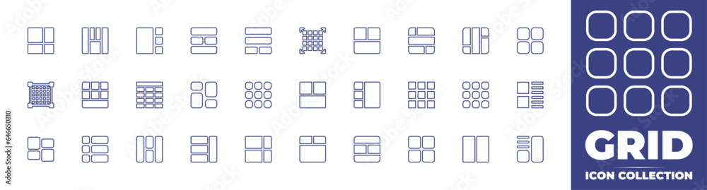 Grid line icon collection. Editable stroke. Vector illustration ...