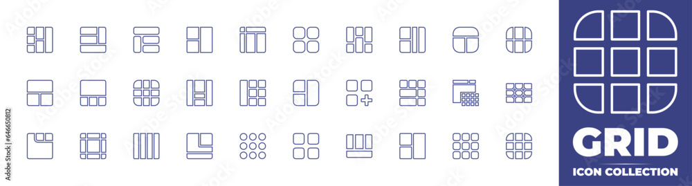 Grid line icon collection. Editable stroke. Vector illustration ...
