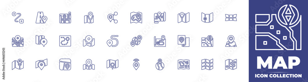 Map line icon collection. Editable stroke. Vector illustration ...