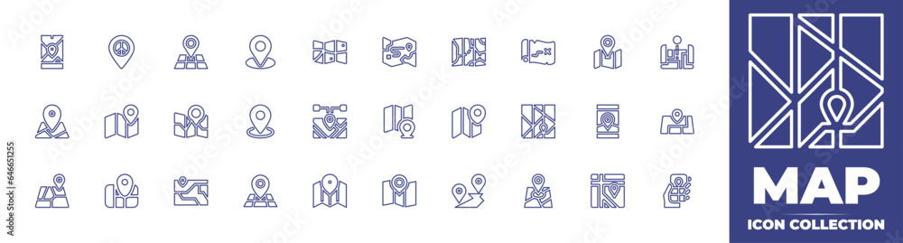Map line icon collection. Editable stroke. Vector illustration ...