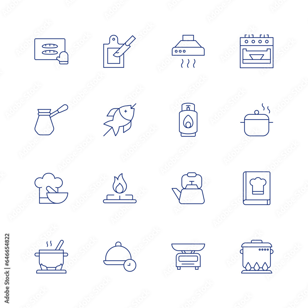 Cooking line icon set on transparent background with editable stroke ...