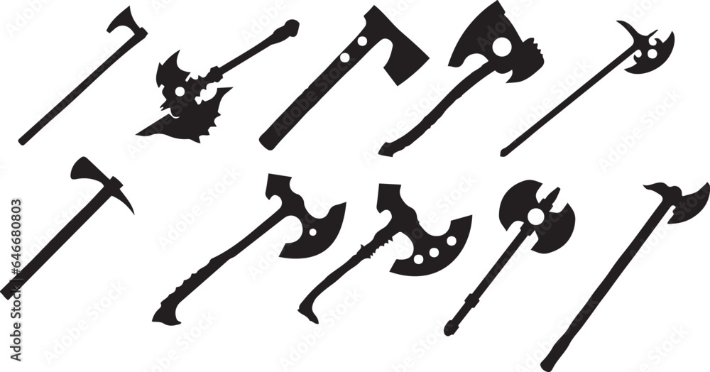 Axe Silhouette Variety Pack, Isolated Saw and Axe Icons, "Toolbox ...